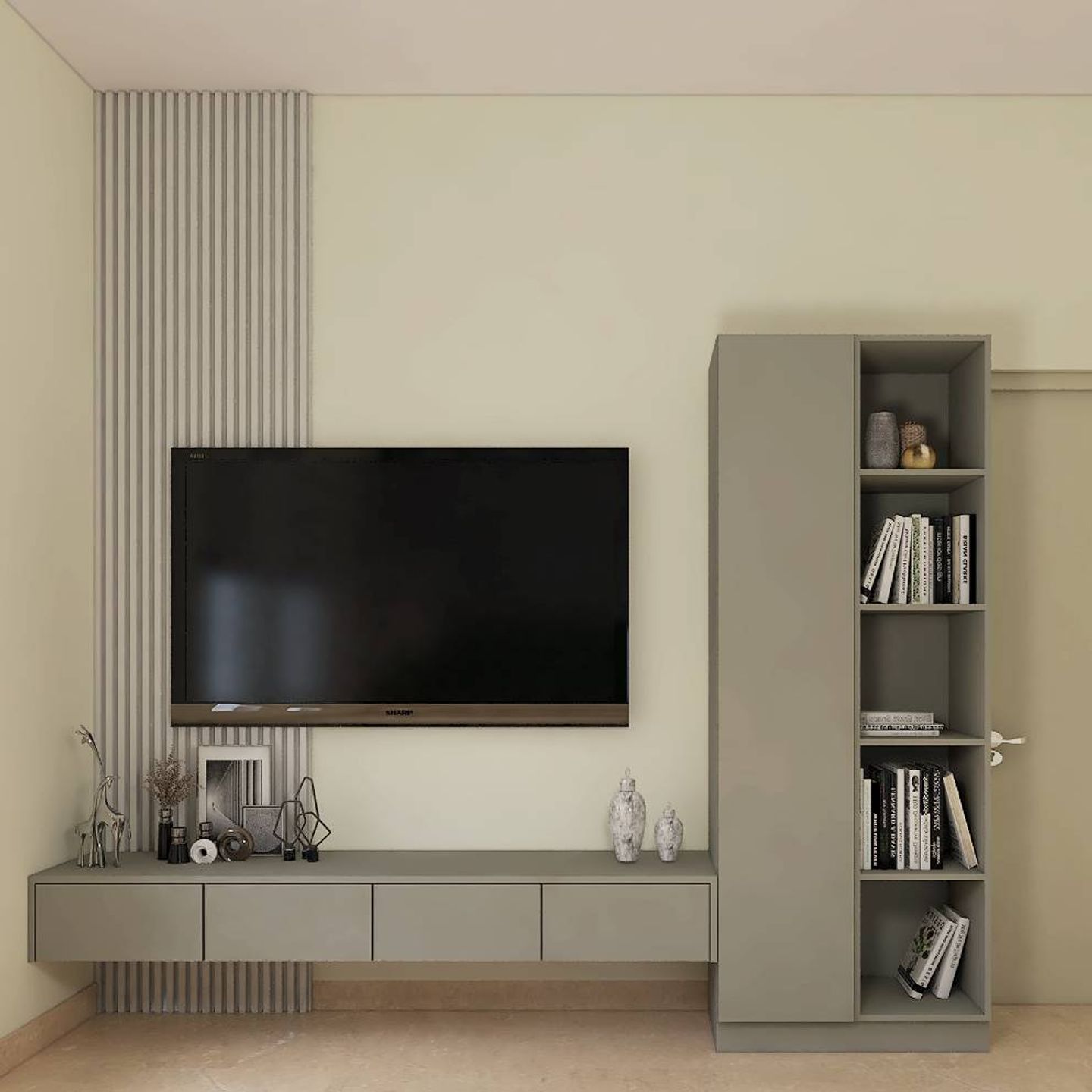 Modern TV Unit Design With Simple Colour Palette | Livspace