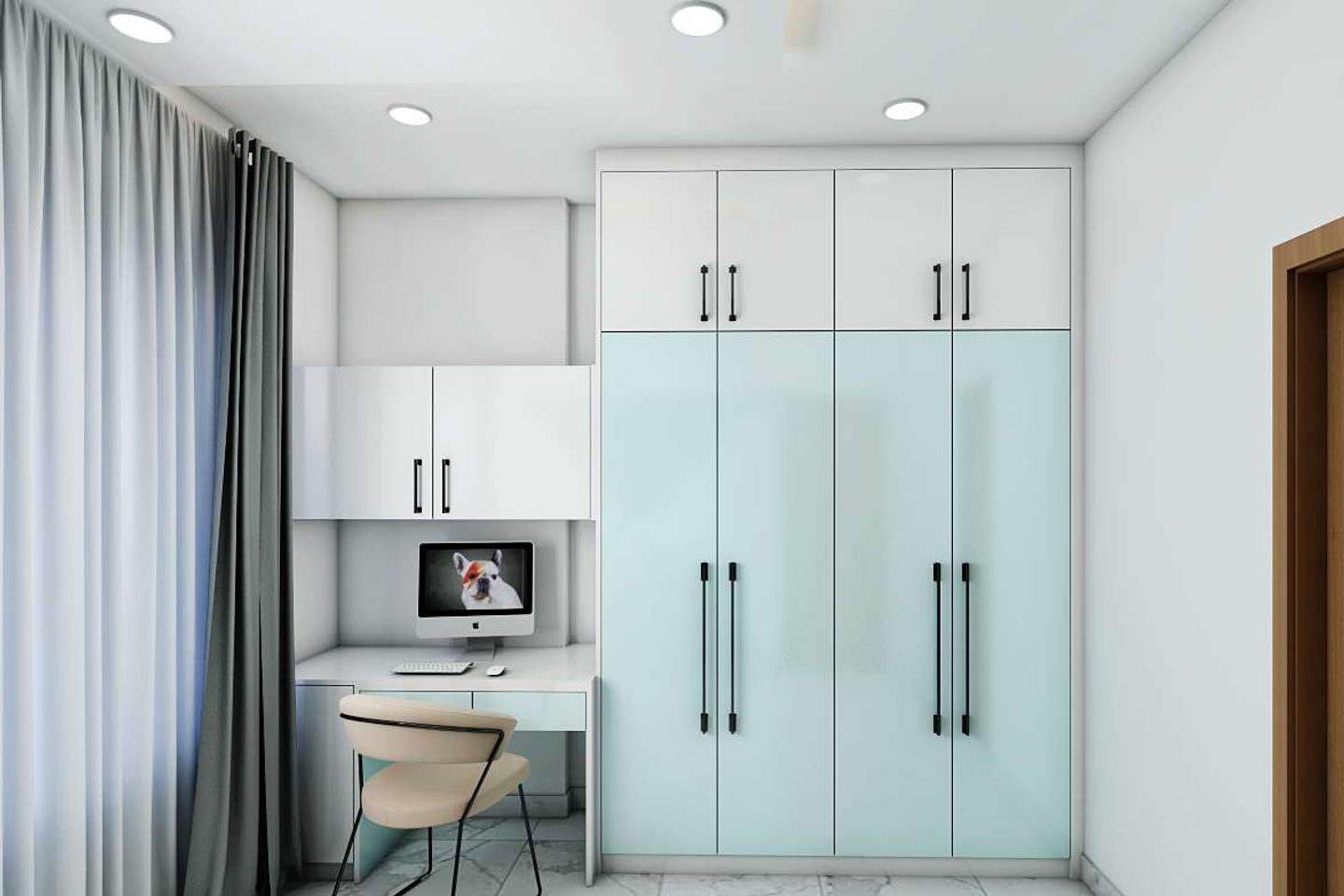 Blue And White Modern Spacious Wardrobe Design | Livspace