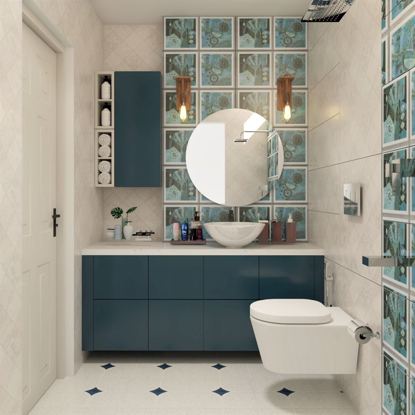 Well-Lit Contemporary Washroom Design | Livspace