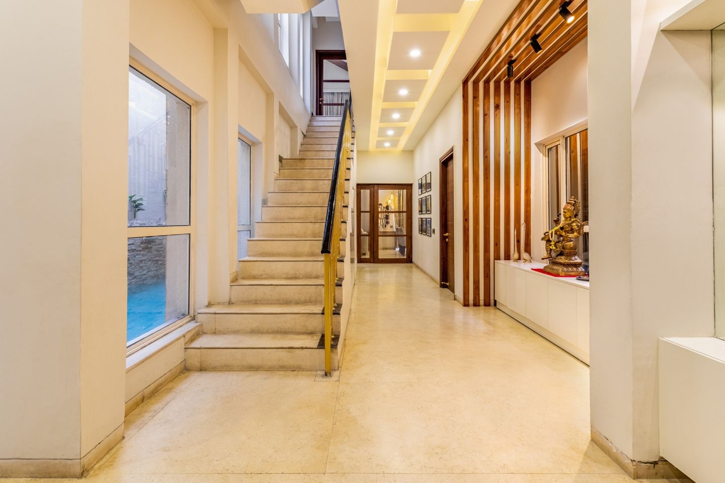 Rectangular False Ceiling Design With Drop Lights | Livspace