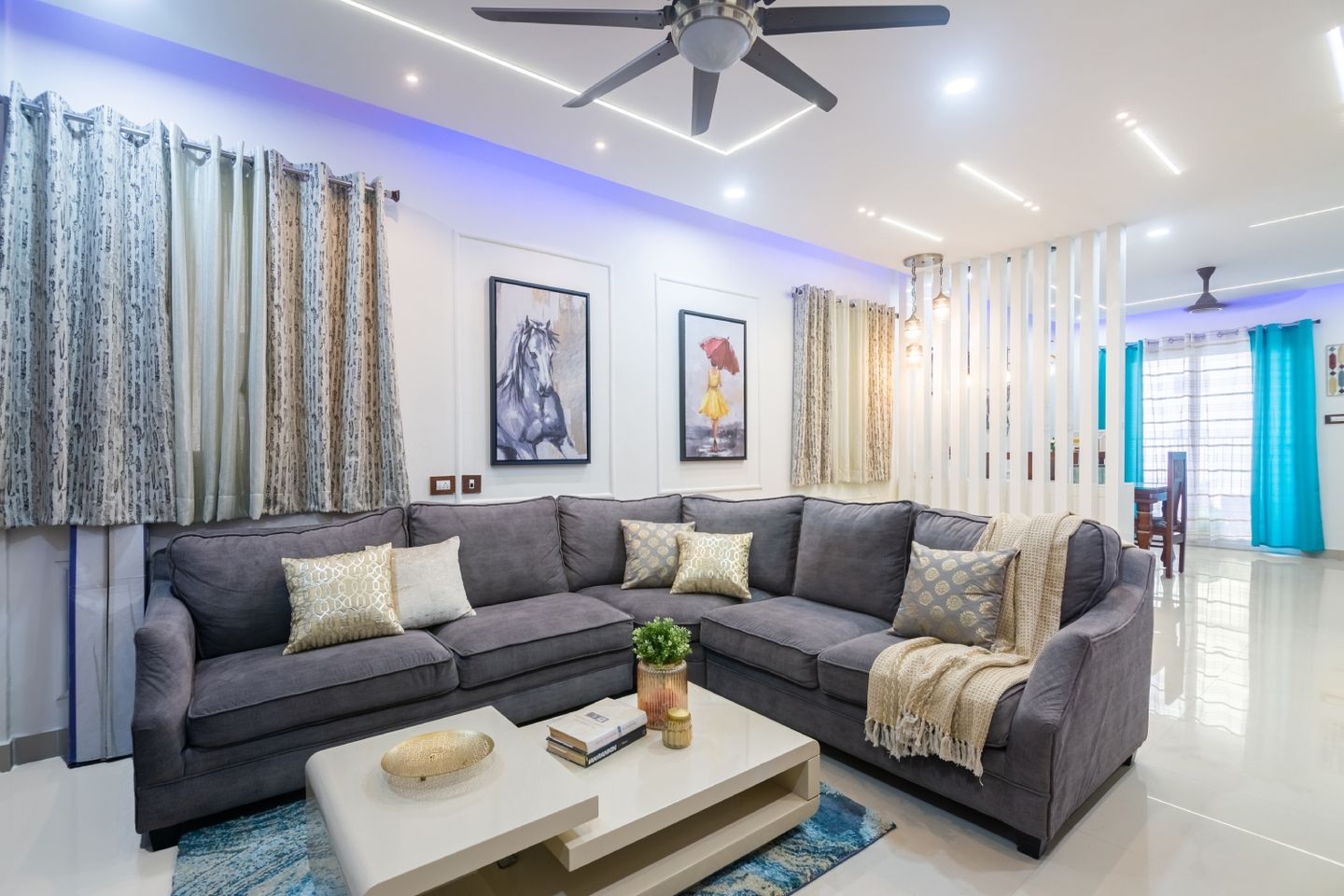 Contemporary Rectangular POP Ceiling Design | Livspace