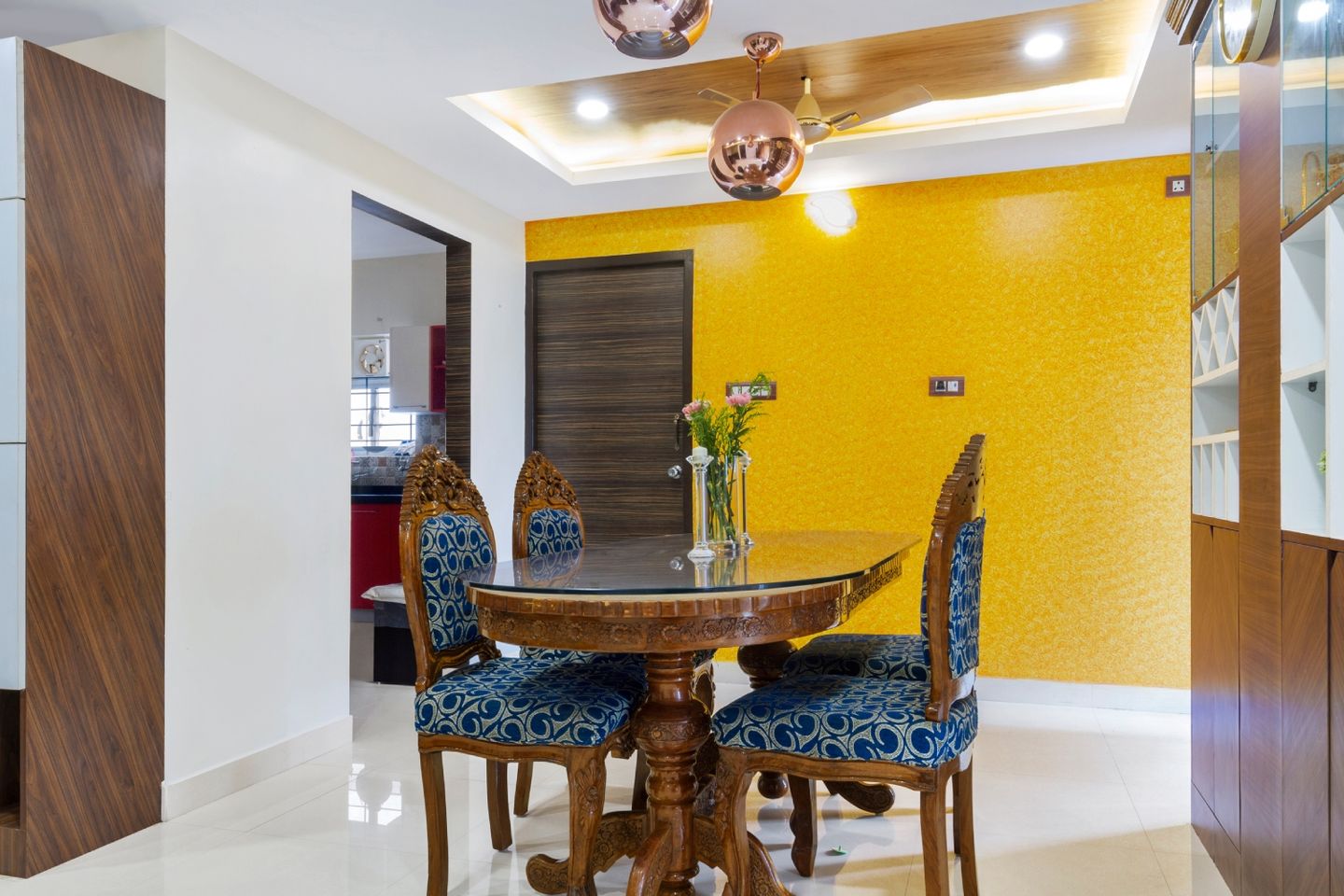 Rectangular False Ceiling Design With Drop Lights | Livspace