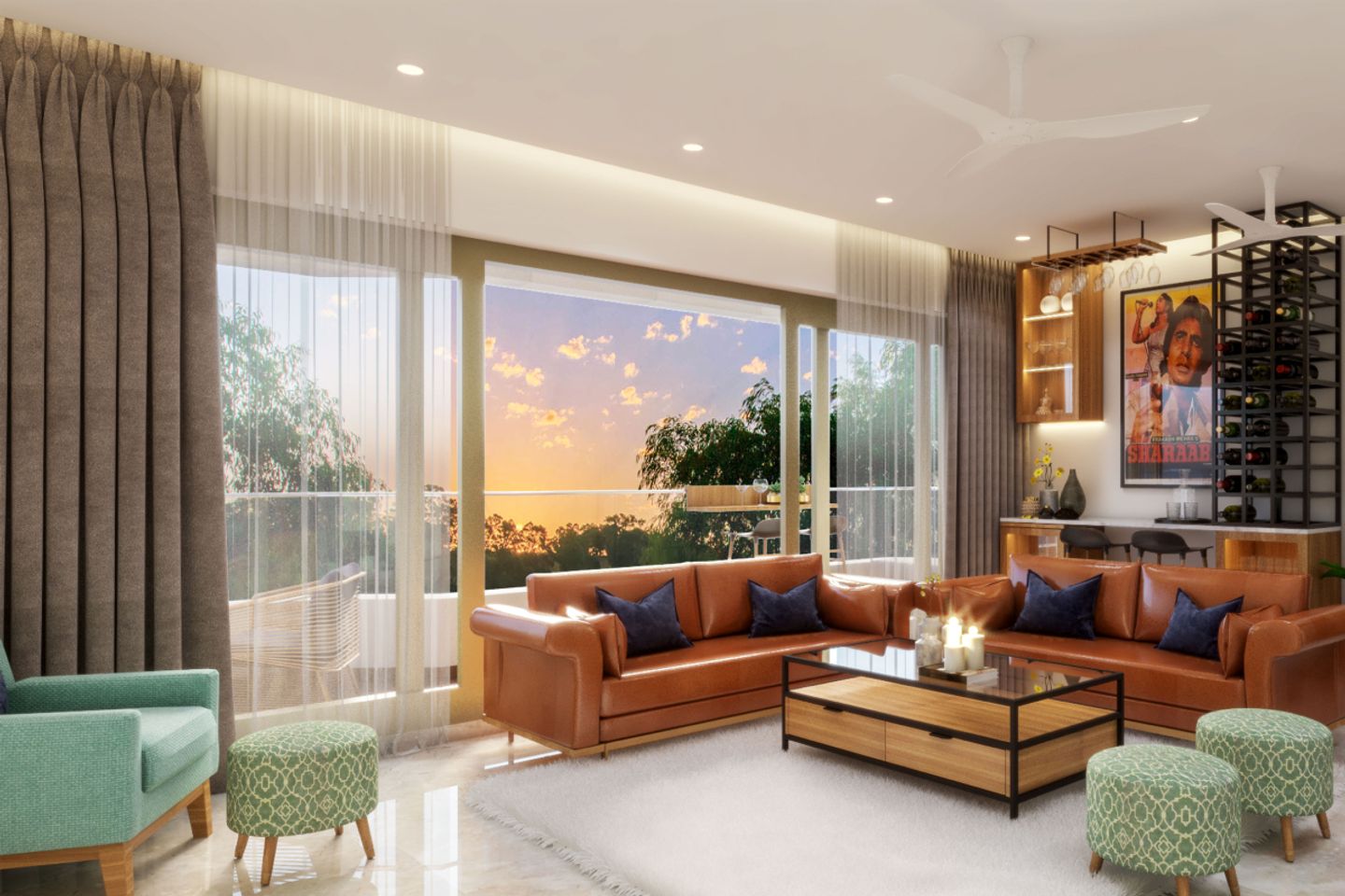 Modern Rectangular Ceiling Design With Recessed Lights | Livspace