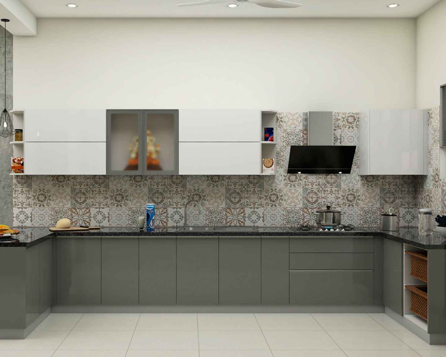 Square-Shaped Moroccan Tiles Design For Kitchens | Livspace