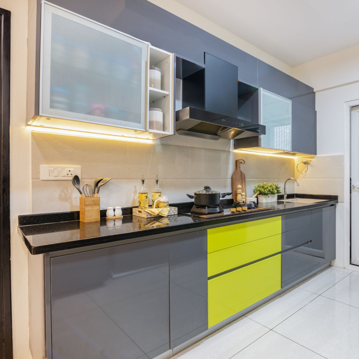 Ceramic Tiles Design With A Glossy Beige Finish | Livspace