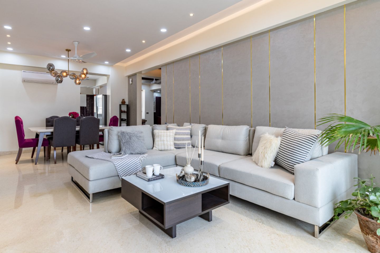 Grey Accent Wall Paint Design For Living Rooms | Livspace