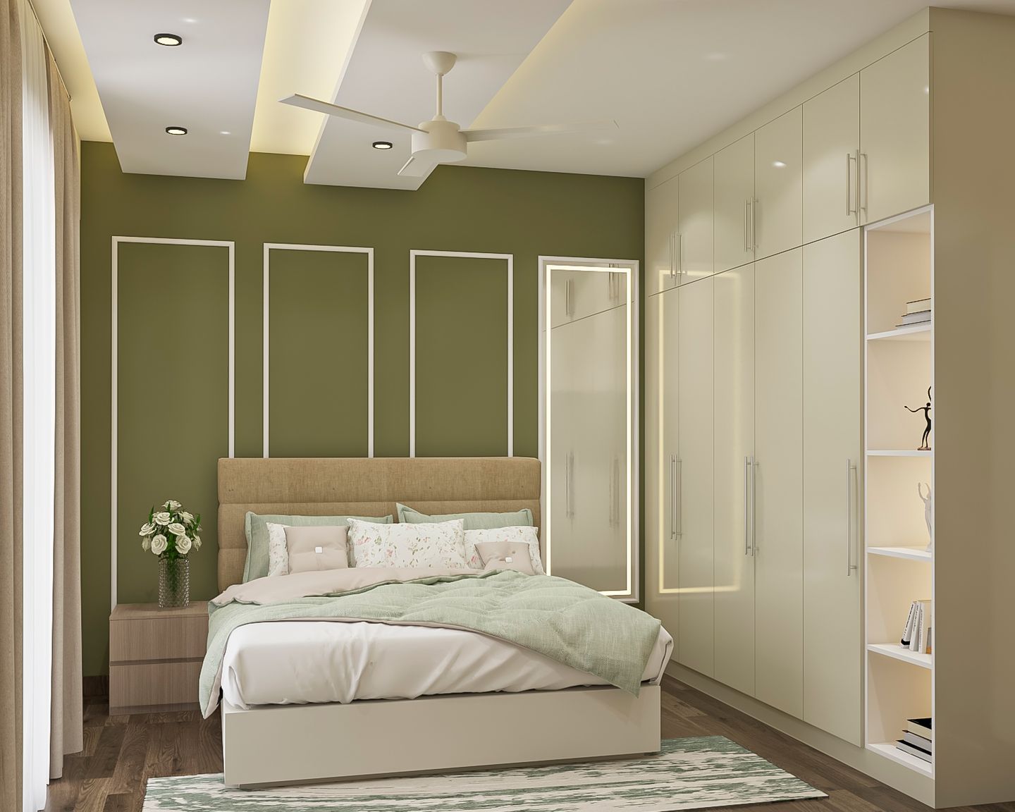 Modern Gypsum Bedroom False Ceiling Design With White Paint | Livspace