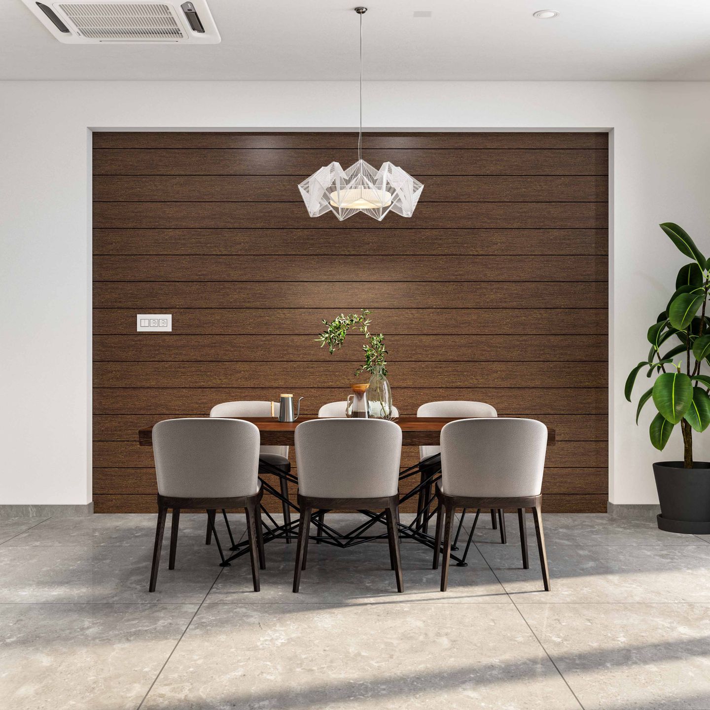 Grey Square Mid-Century Modern Flooring Design | Livspace