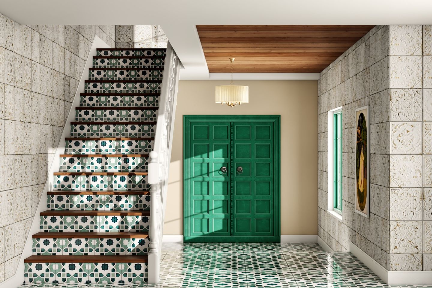 Wooden Single-Layered Ceiling Design With Ceiling Light | Livspace