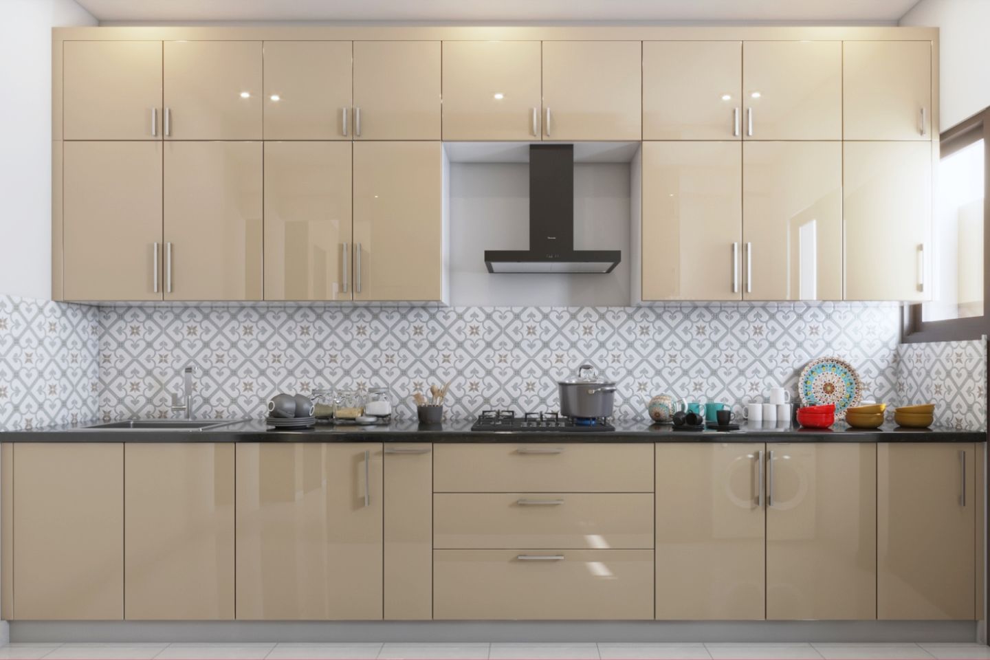 Irish Cream-Toned Indian Kitchen Design With Parallel Layout | Livspace
