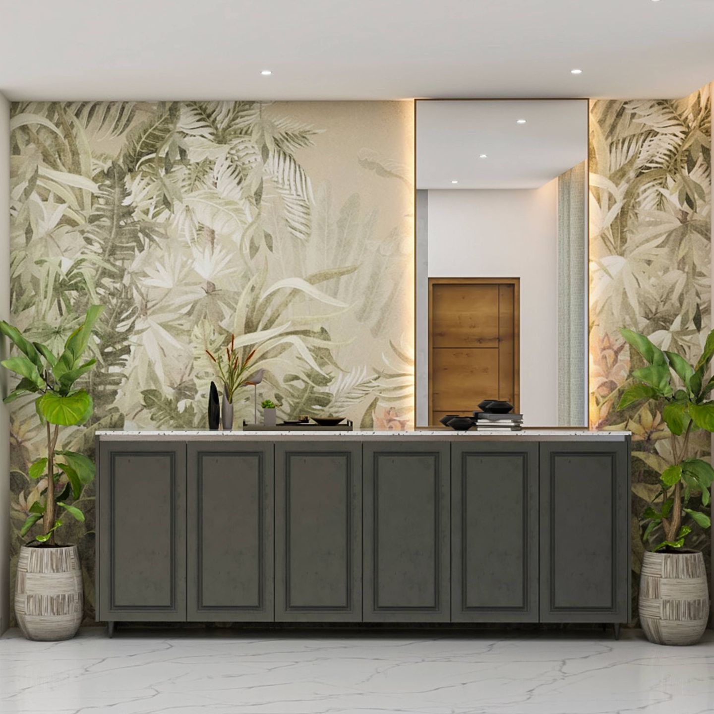 Contemporary Foyer Design With Dark Shaded Unit | Livspace