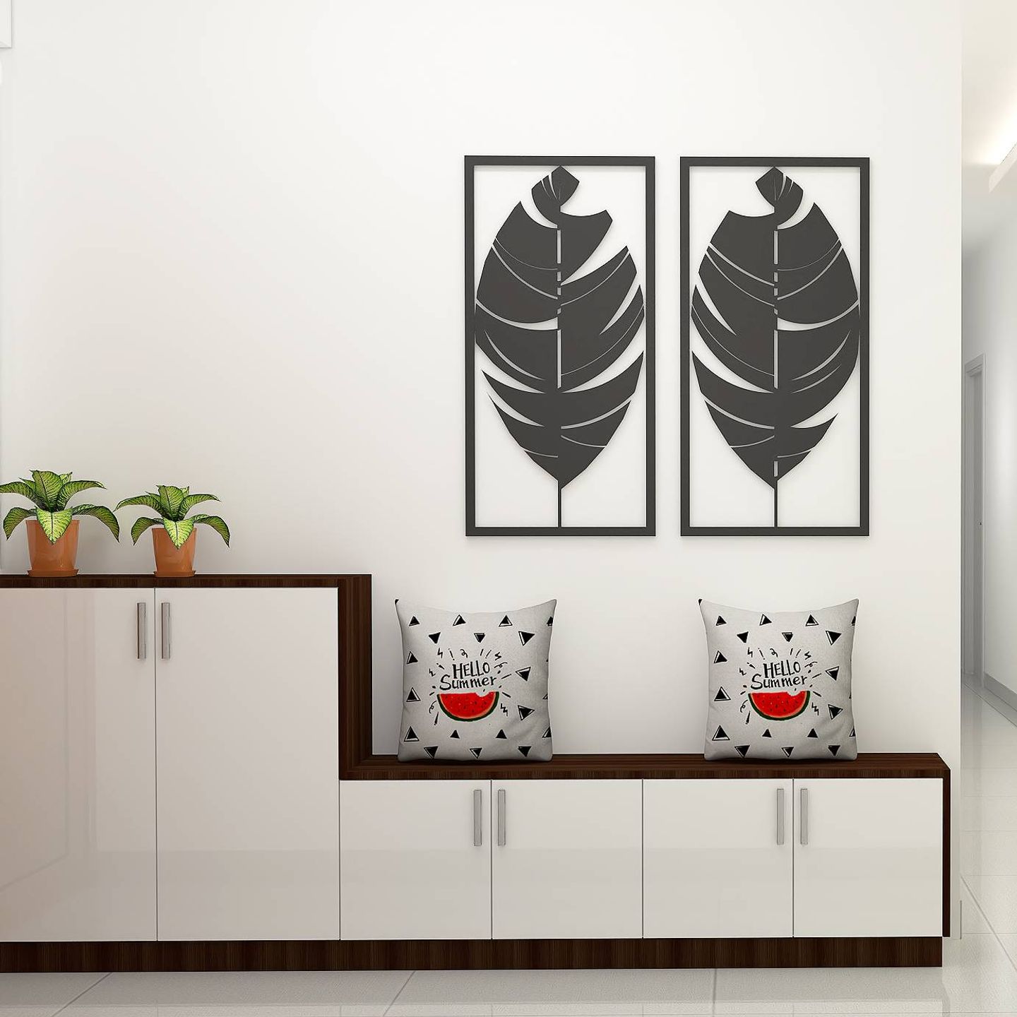 Spacious Foyer Design With Framed Wall Art | Livspace