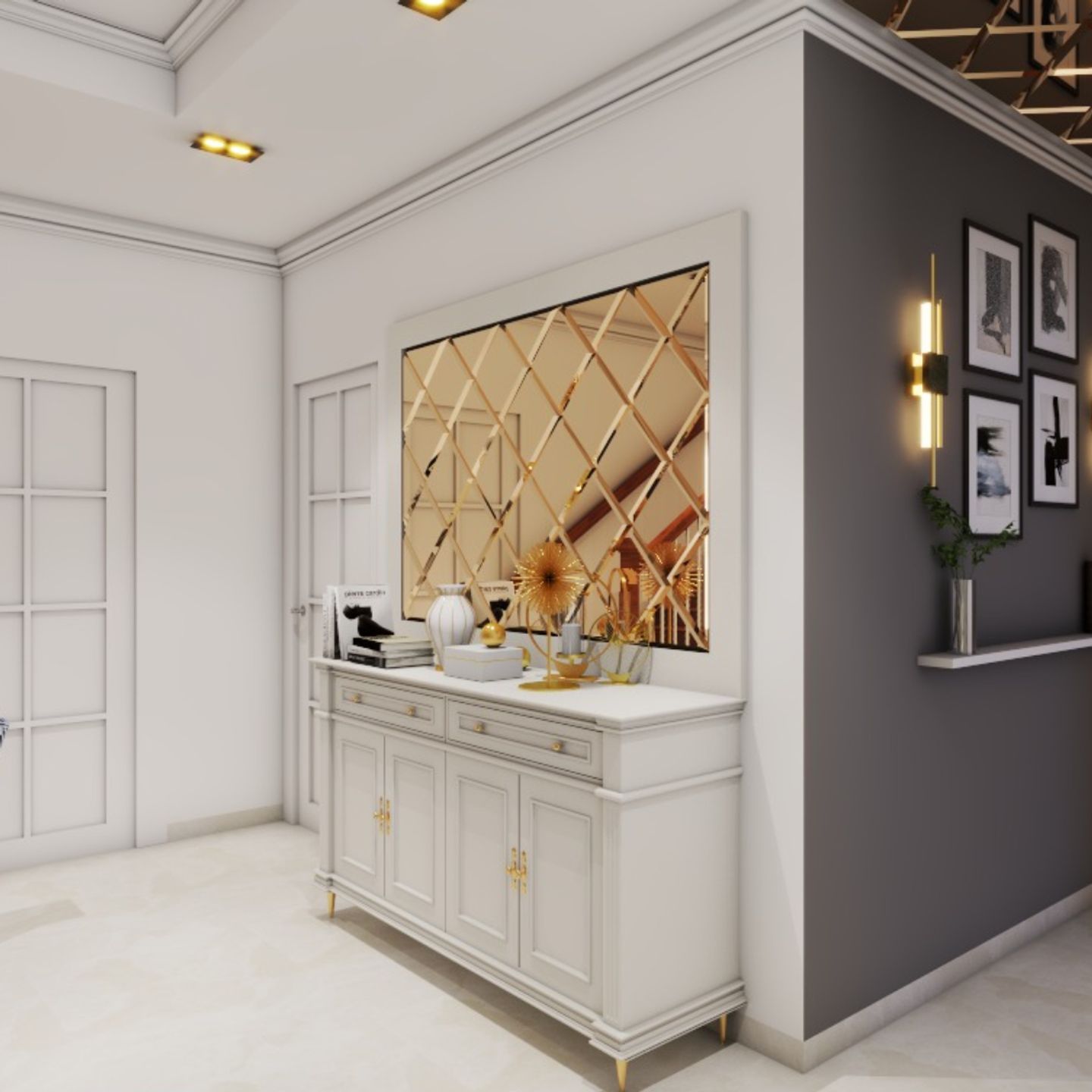 Foyer Design With Intricate Console Table | Livspace