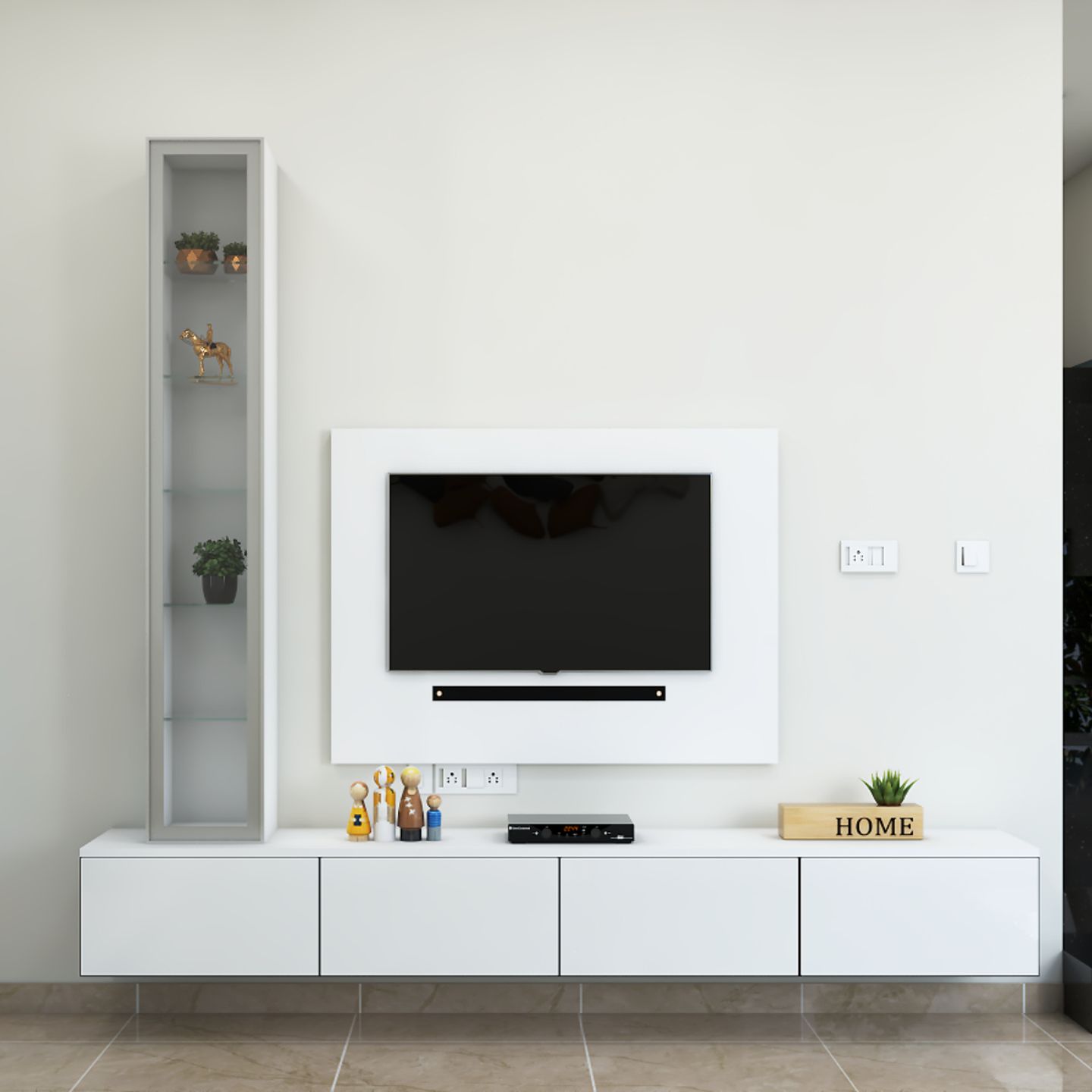 Compact TV Unit Minimalist Interior Design With Wall Mounted Storage ...