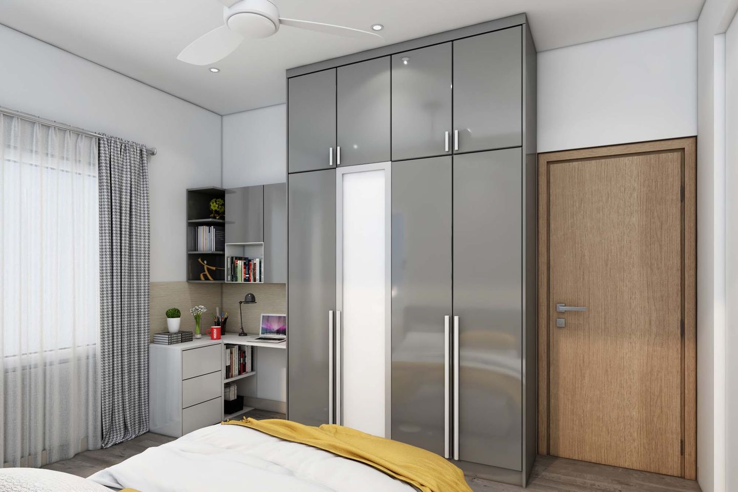 4-Door Swing Wardrobe Design With Loft Storage | Livspace