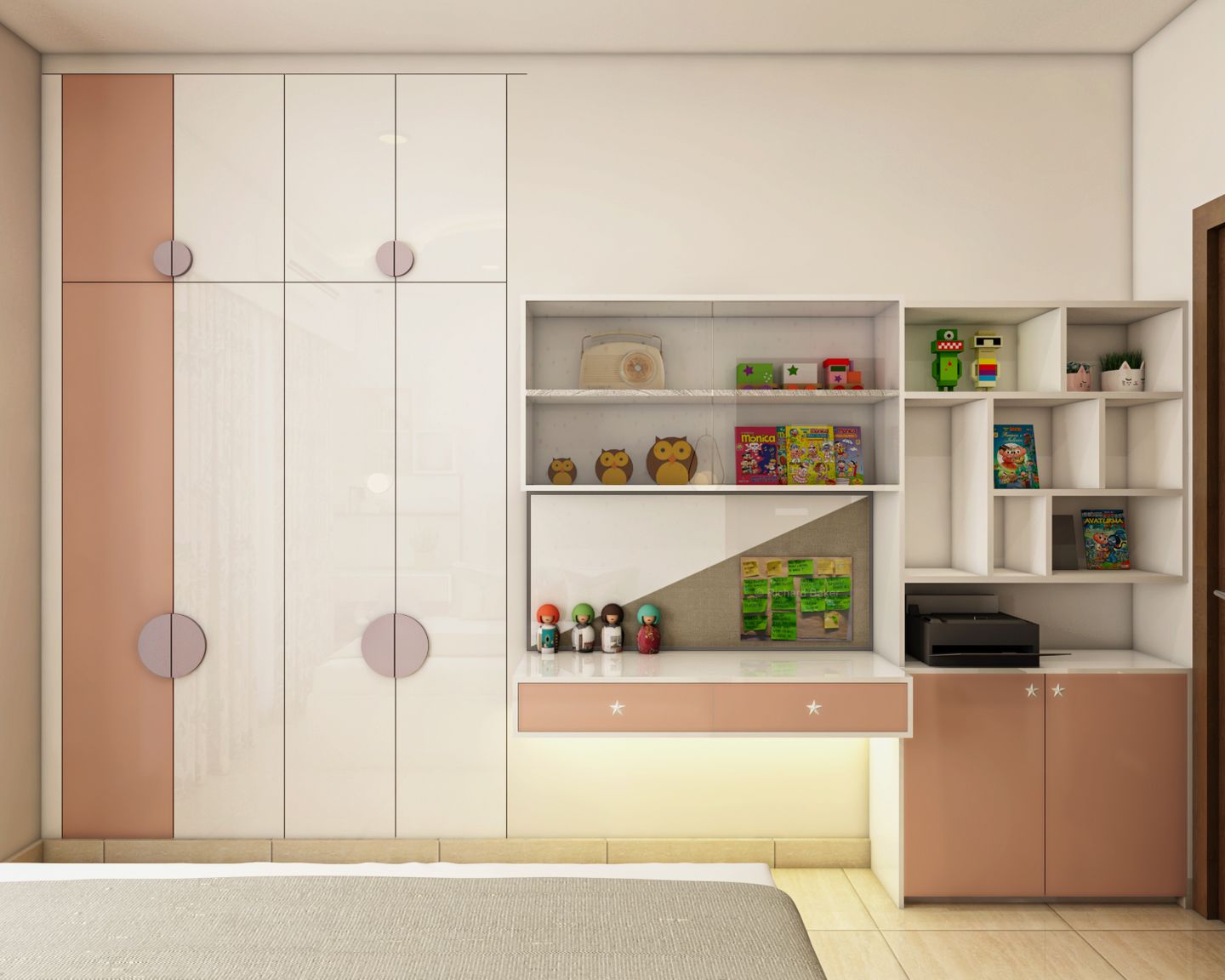 Compact 4-Door Wardrobe Design For Bedrooms | Livspace