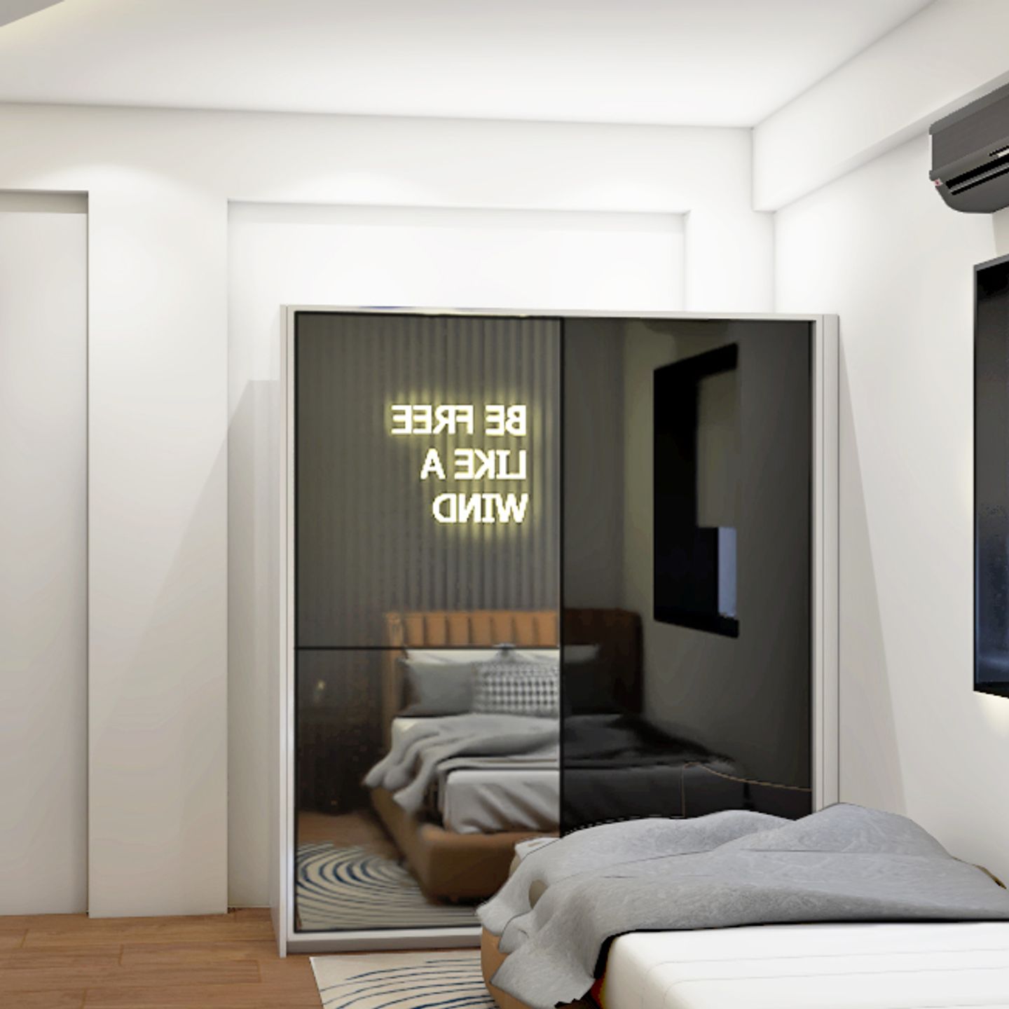 2-Door Modern Wardrobe Design With Frosty White Shutters | Livspace