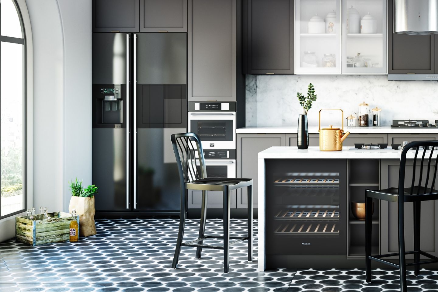 Black And White Rectangular Flooring Design - 24x24 inches | Livspace