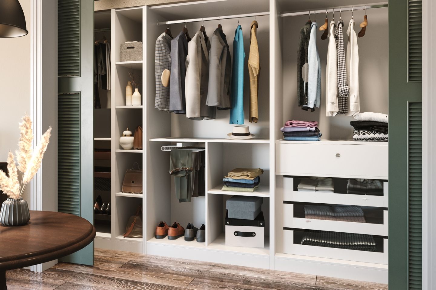 Compact White Walk-In Wardrobe Design | Livspace