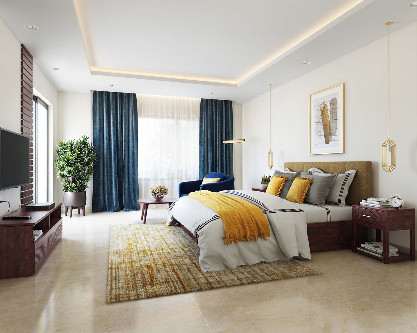 Contemporary Cream Square Flooring Design | Livspace