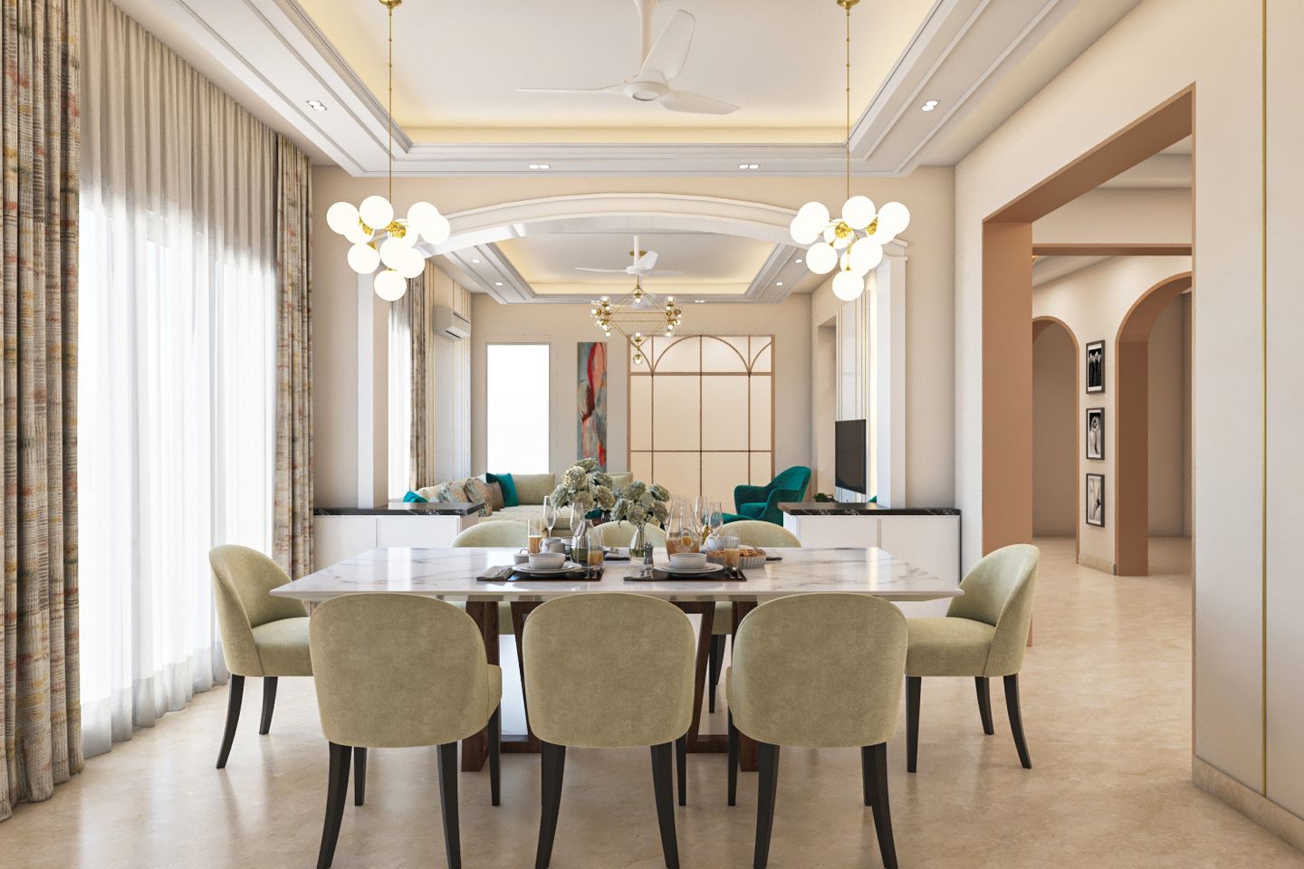 Single-Layered Ceiling Design In A Rectangular Shape | Livspace