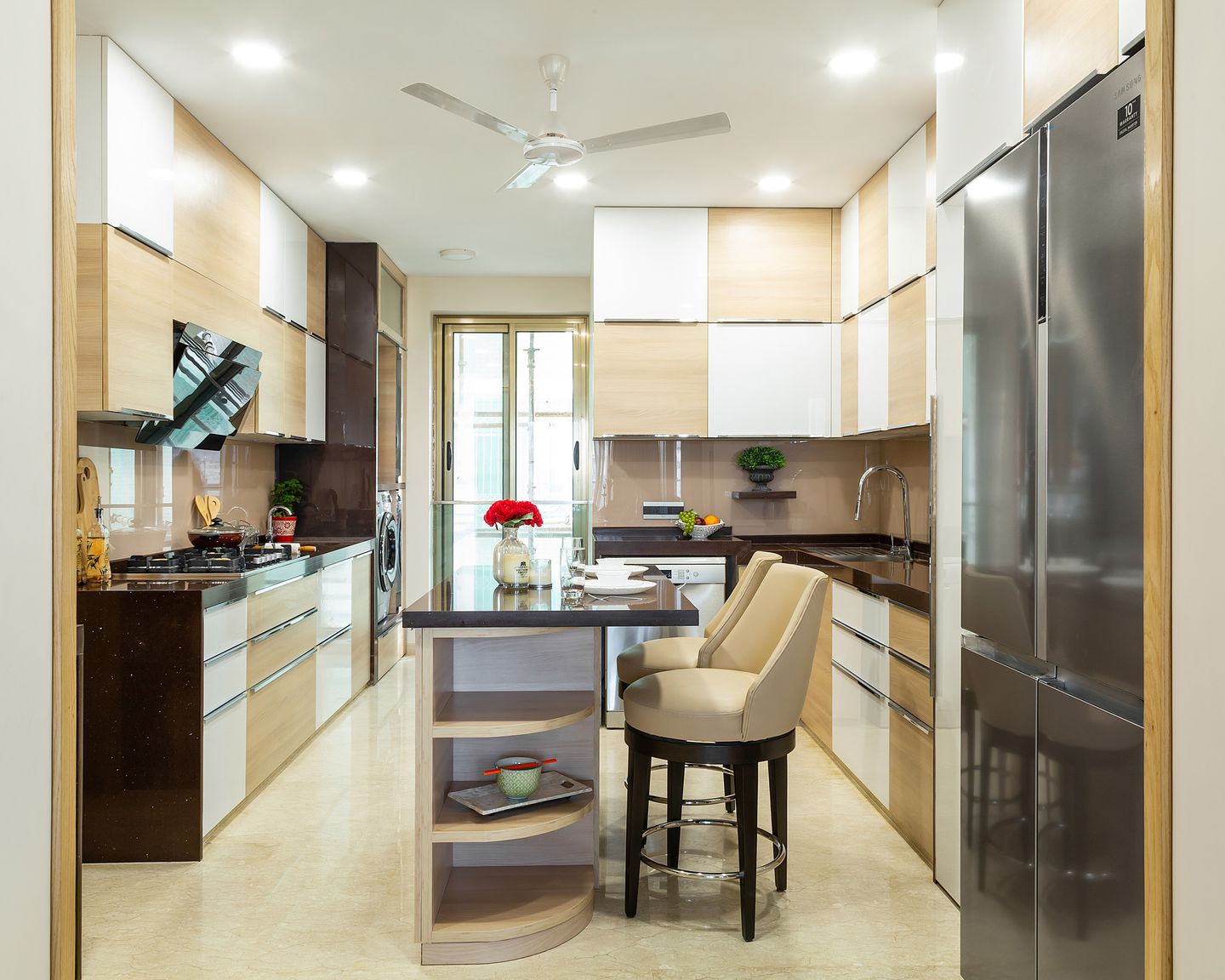 3-BHK Flat Design In Mumbai With Pink And Cream-Toned Master Bedroom ...