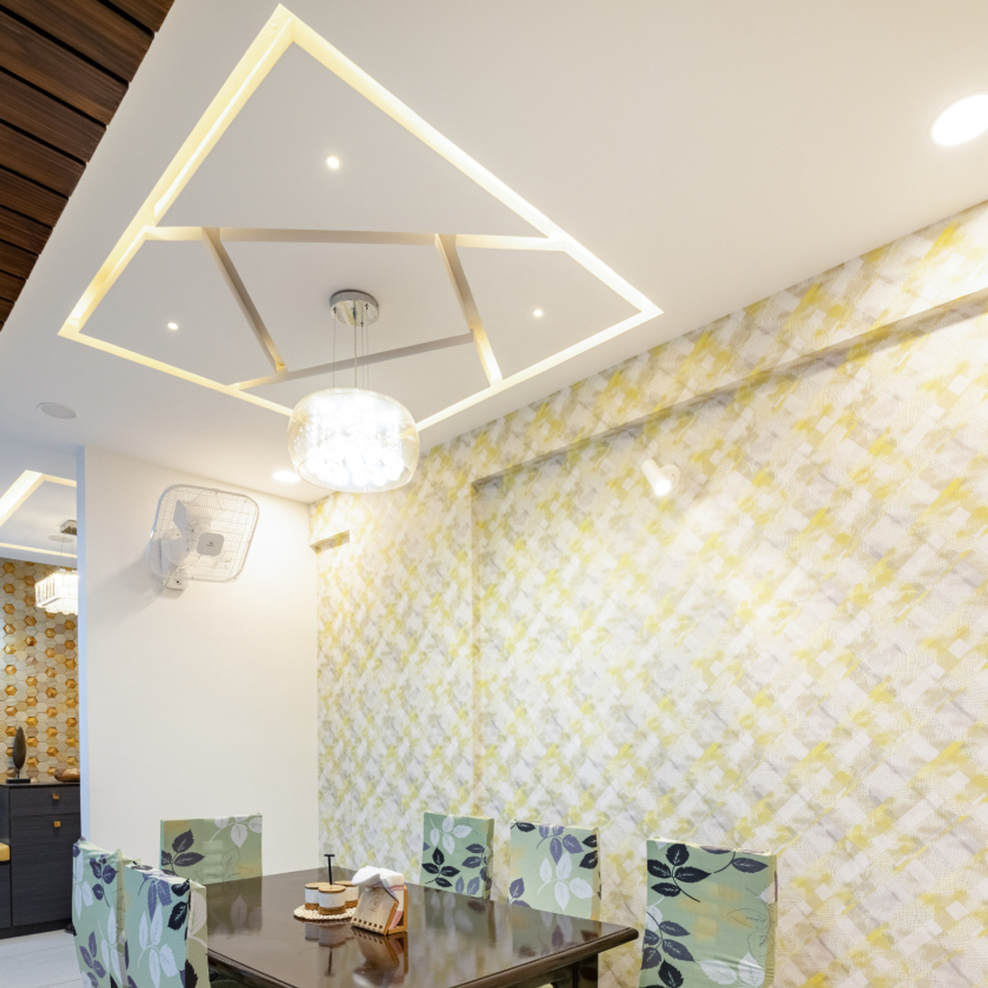 False Ceiling With Wooden Table Top | Livspace