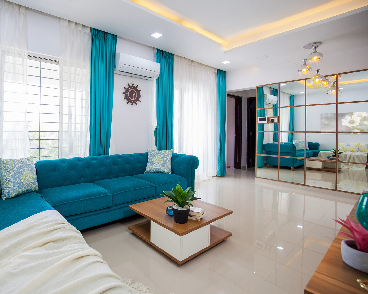 Low-Maintenance White Flooring Design For Living Rooms | Livspace