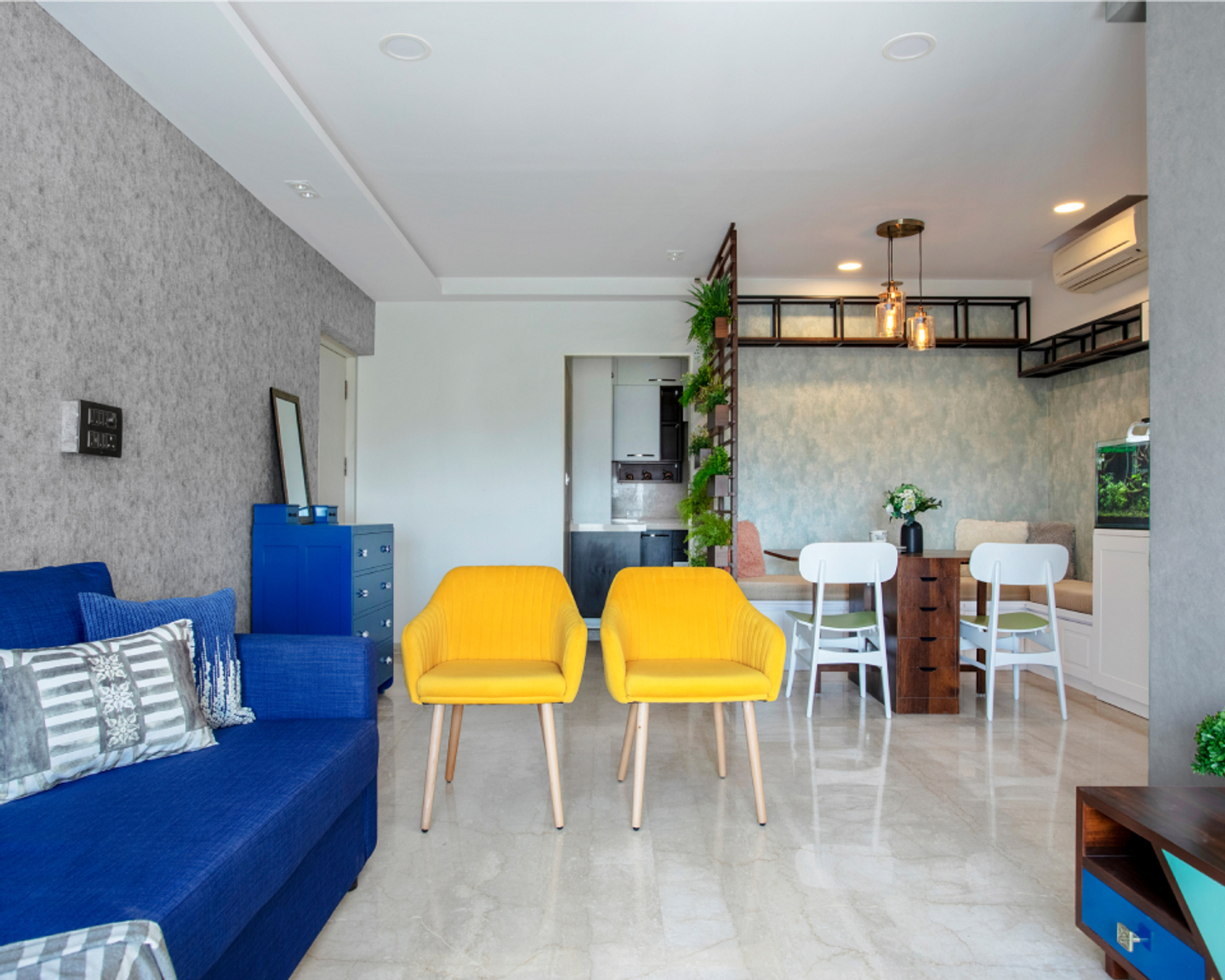 Glossy Flooring Design For Modern Living Rooms | Livspace