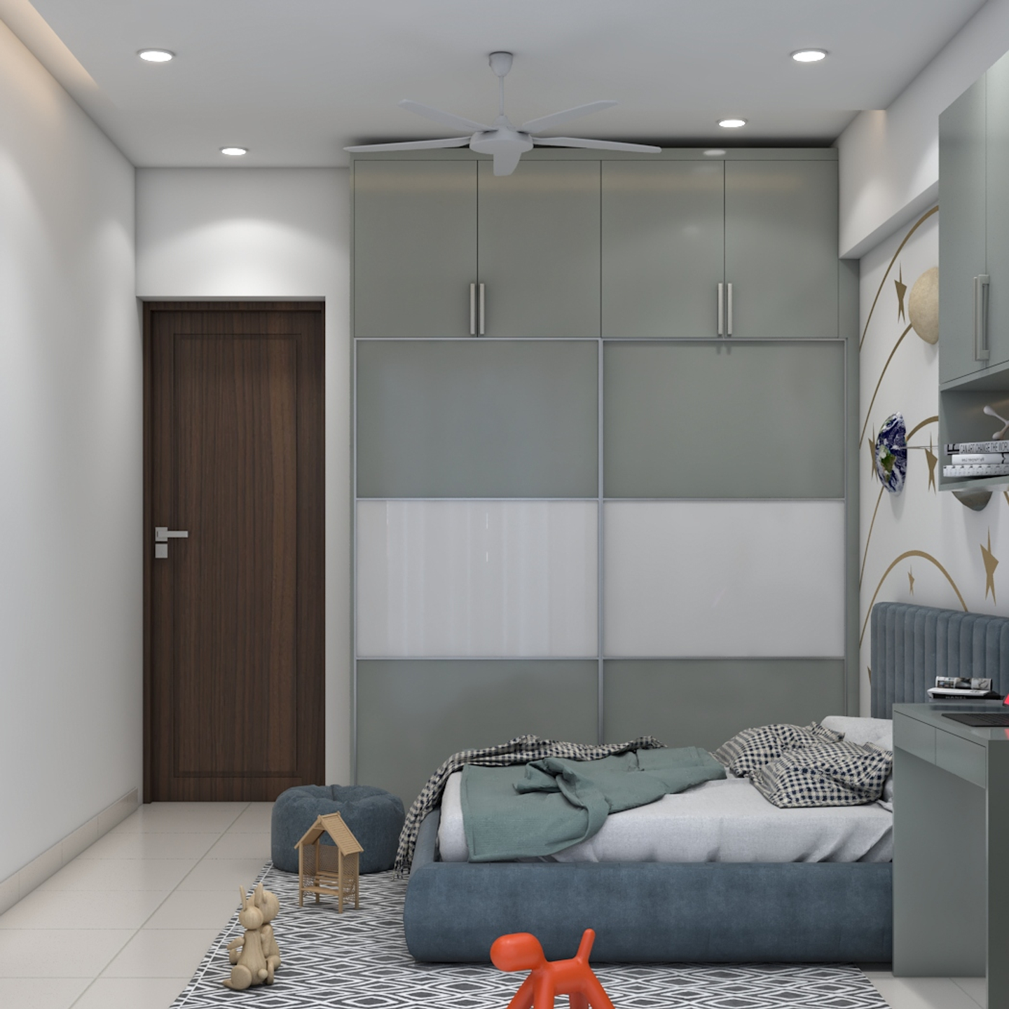 Spacious Kid's Bedroom Design With Textured Paint | Livspace Spacious Kid's Bedroom Design With Textured Paint | Livspace