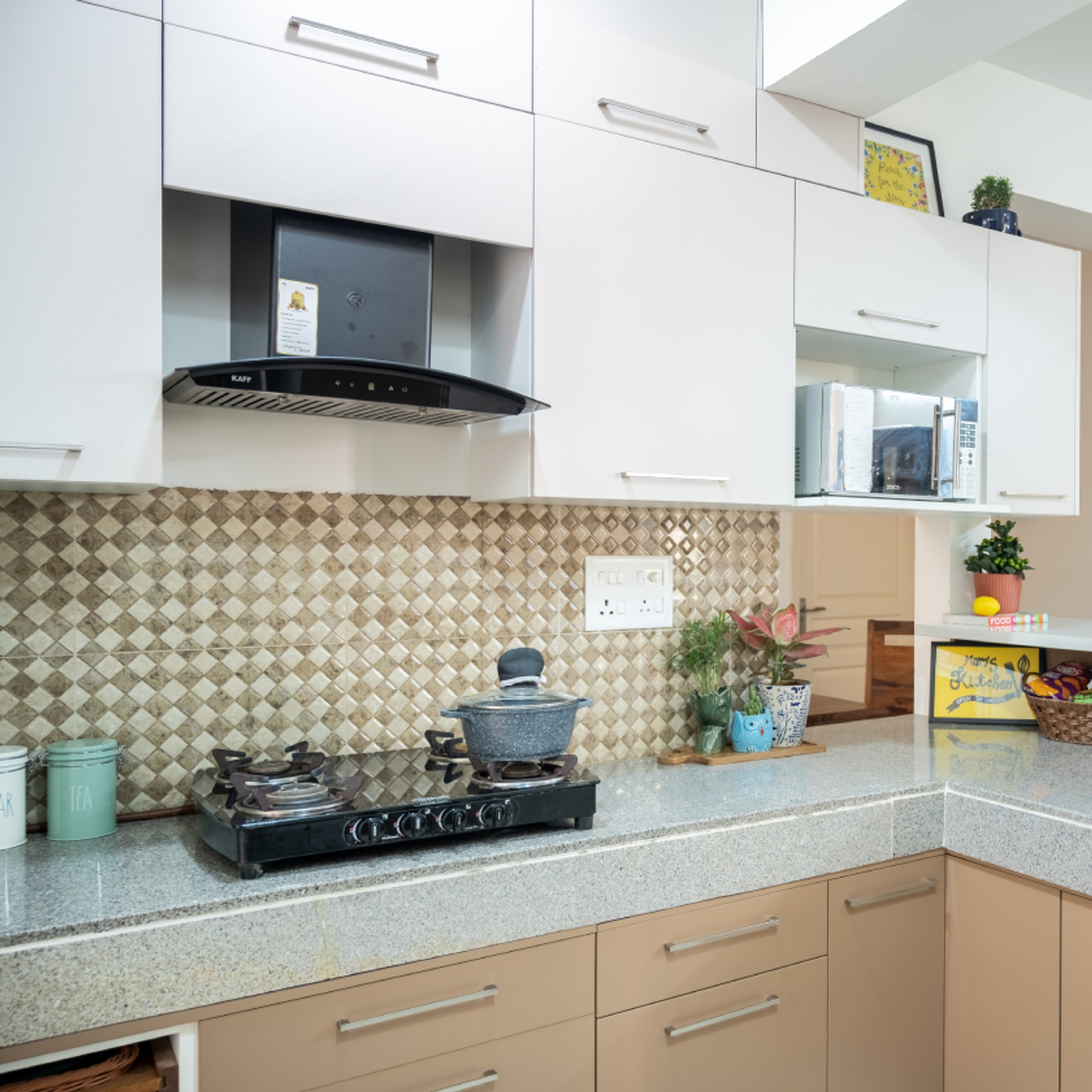 Dual-Toned Tiles Design For Kitchen Walls | Livspace