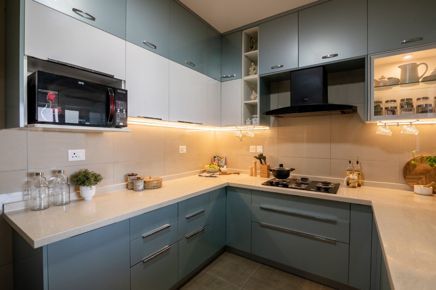 Light-Coloured Kitchen Tiles Design | Livspace