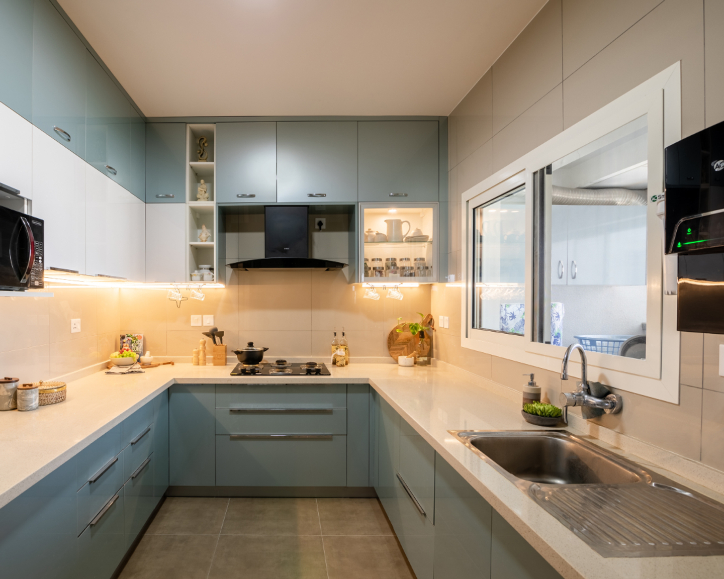 Light-Coloured Kitchen Tiles Design | Livspace