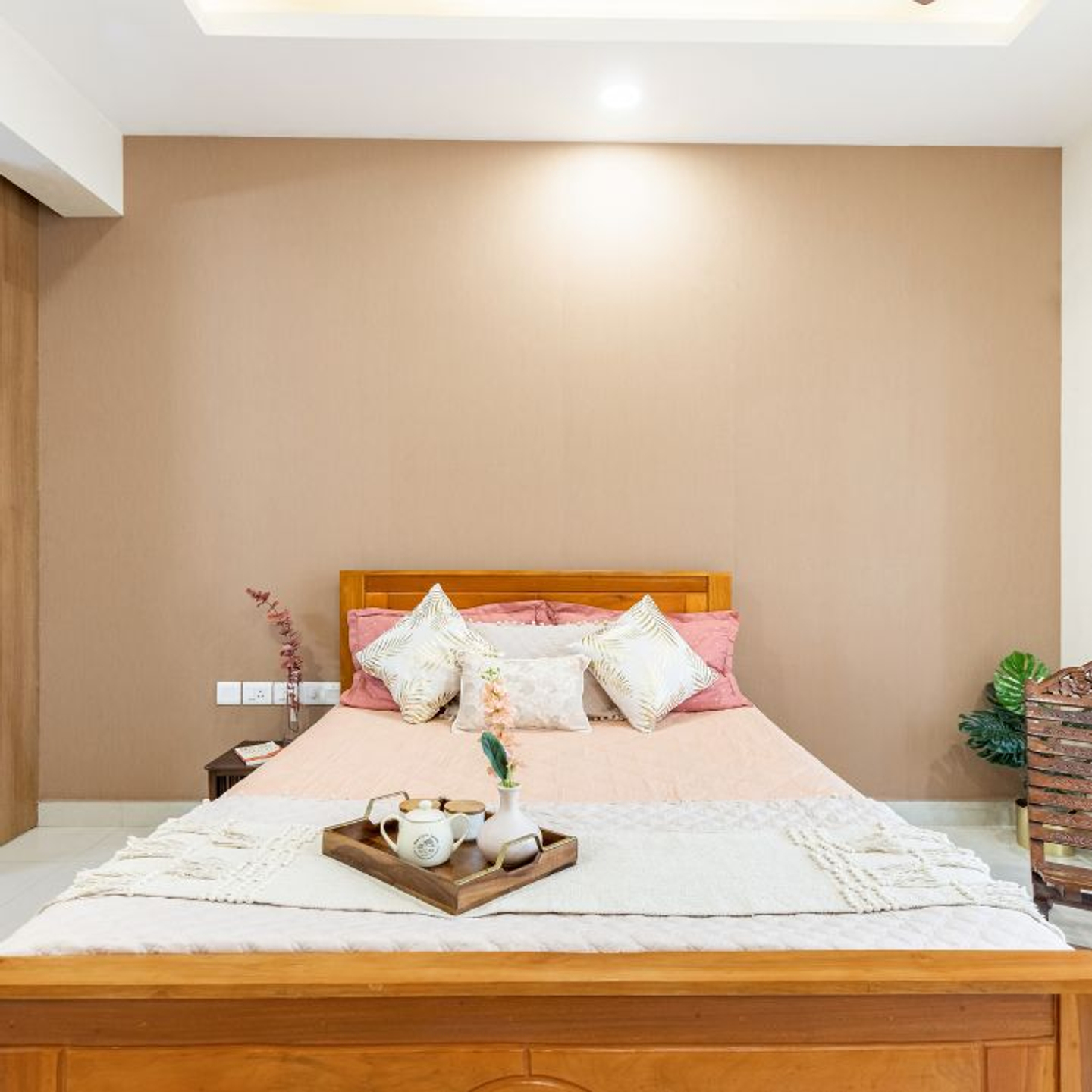Warm-Toned Bedroom Wall Paint | Livspace