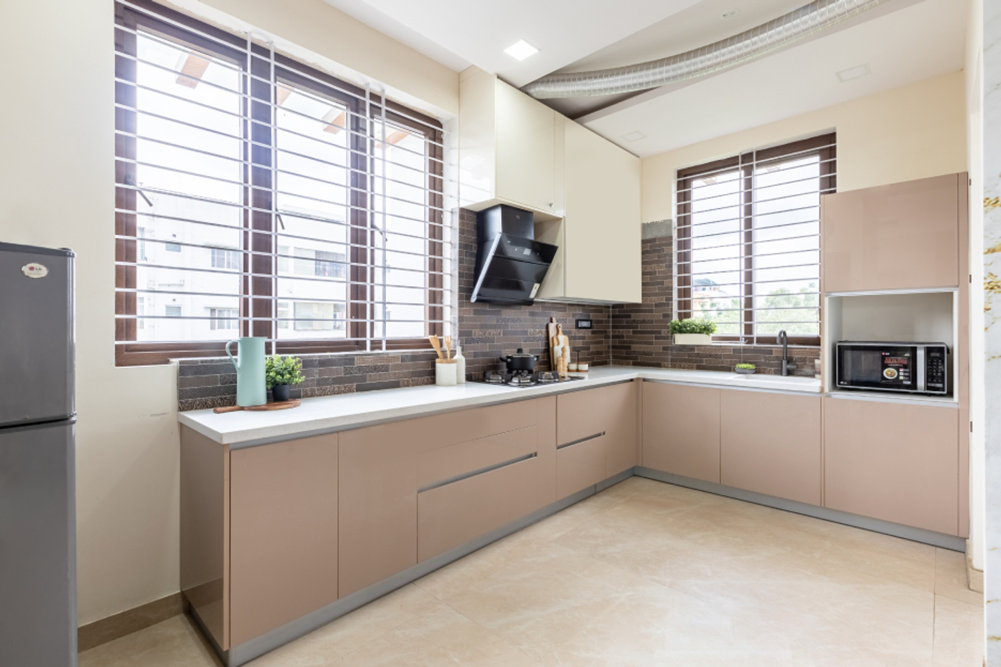 Kitchen Window Design With White Grills | Livspace