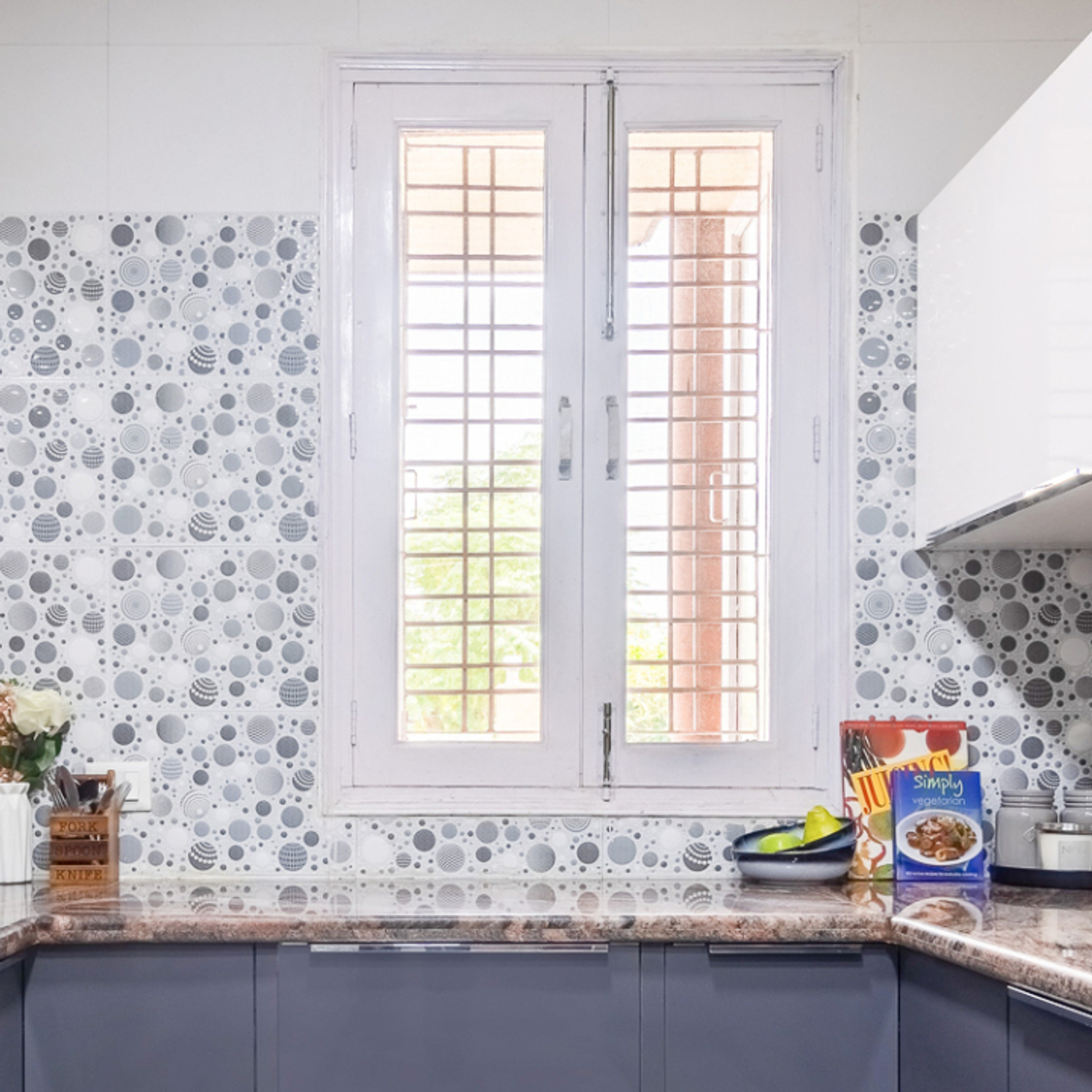 Glossy White Window Design For Kitchens | Livspace