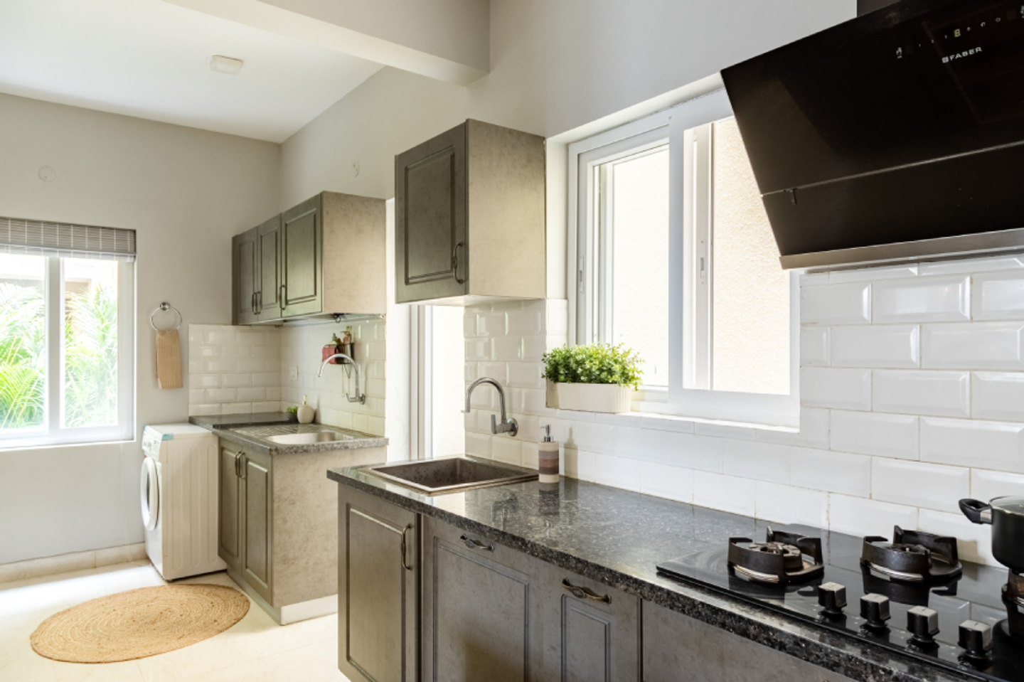 White UPVC Kitchen Window Design | Livspace