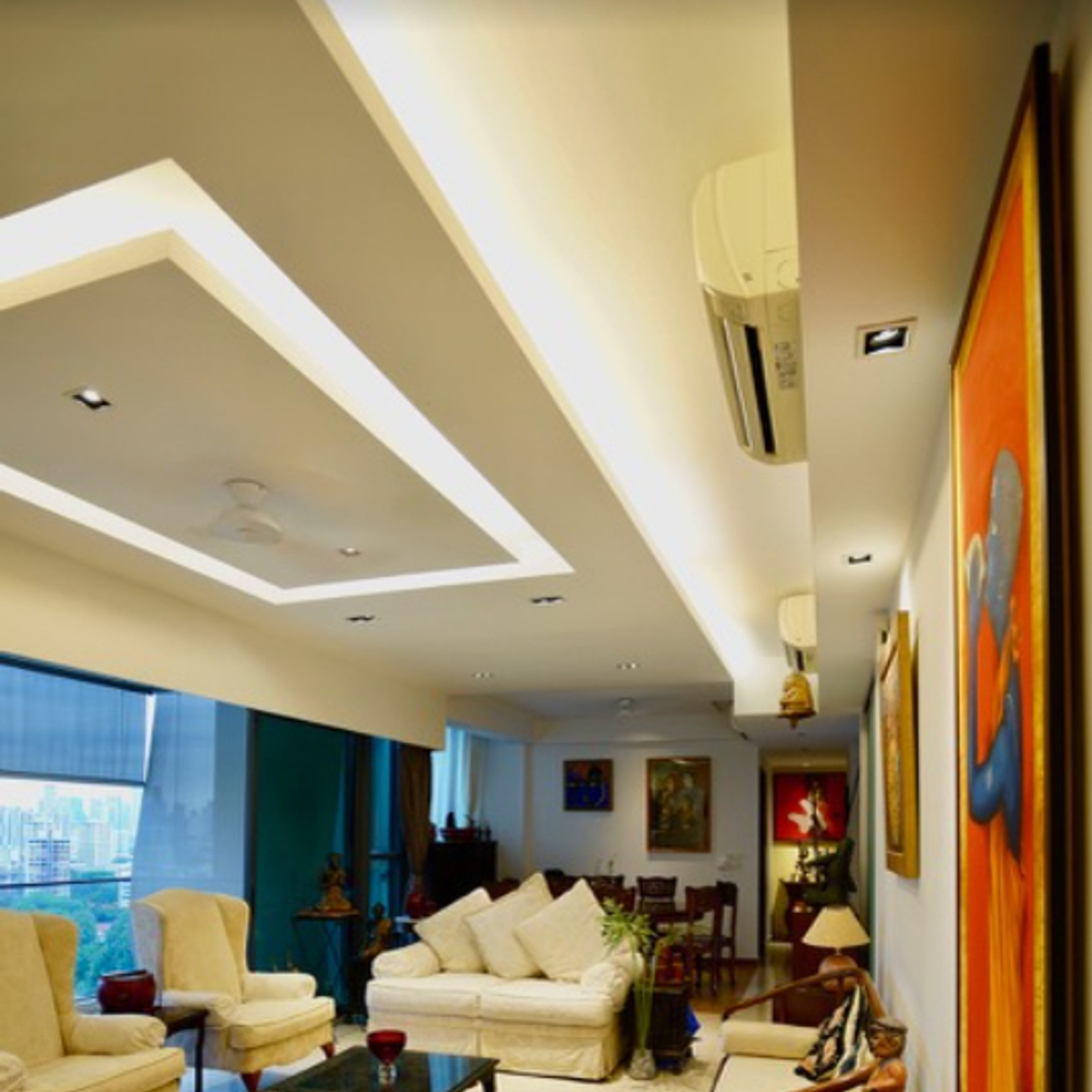 Spacious White False Ceiling For Living Rooms | Livspace