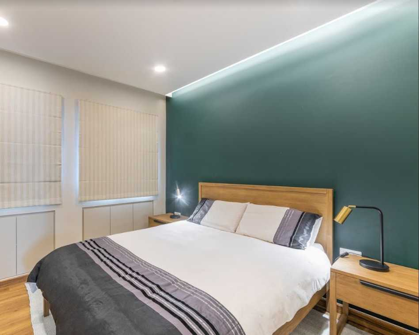 Teal Wall Paint Design Paired With White | Livspace