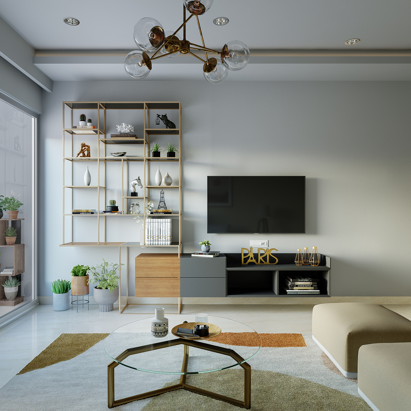 Spacious TV Unit Design With Simple Decor | Livspace
