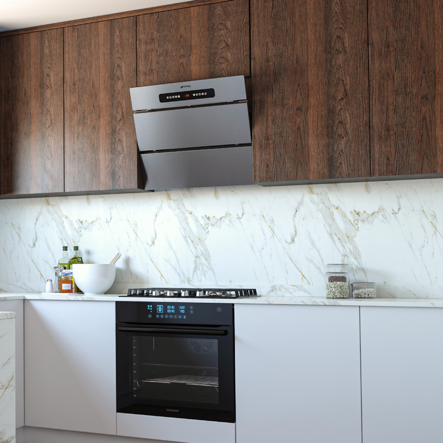 Rectangular White Kitchen Tiles Design | Livspace