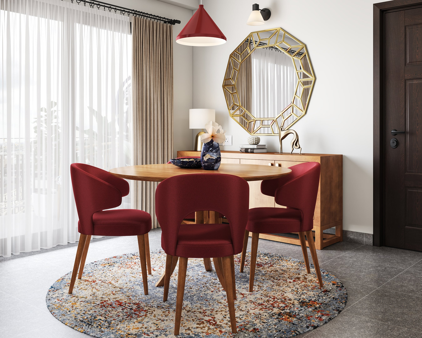 Dining Room With Wooden Details | Livspace