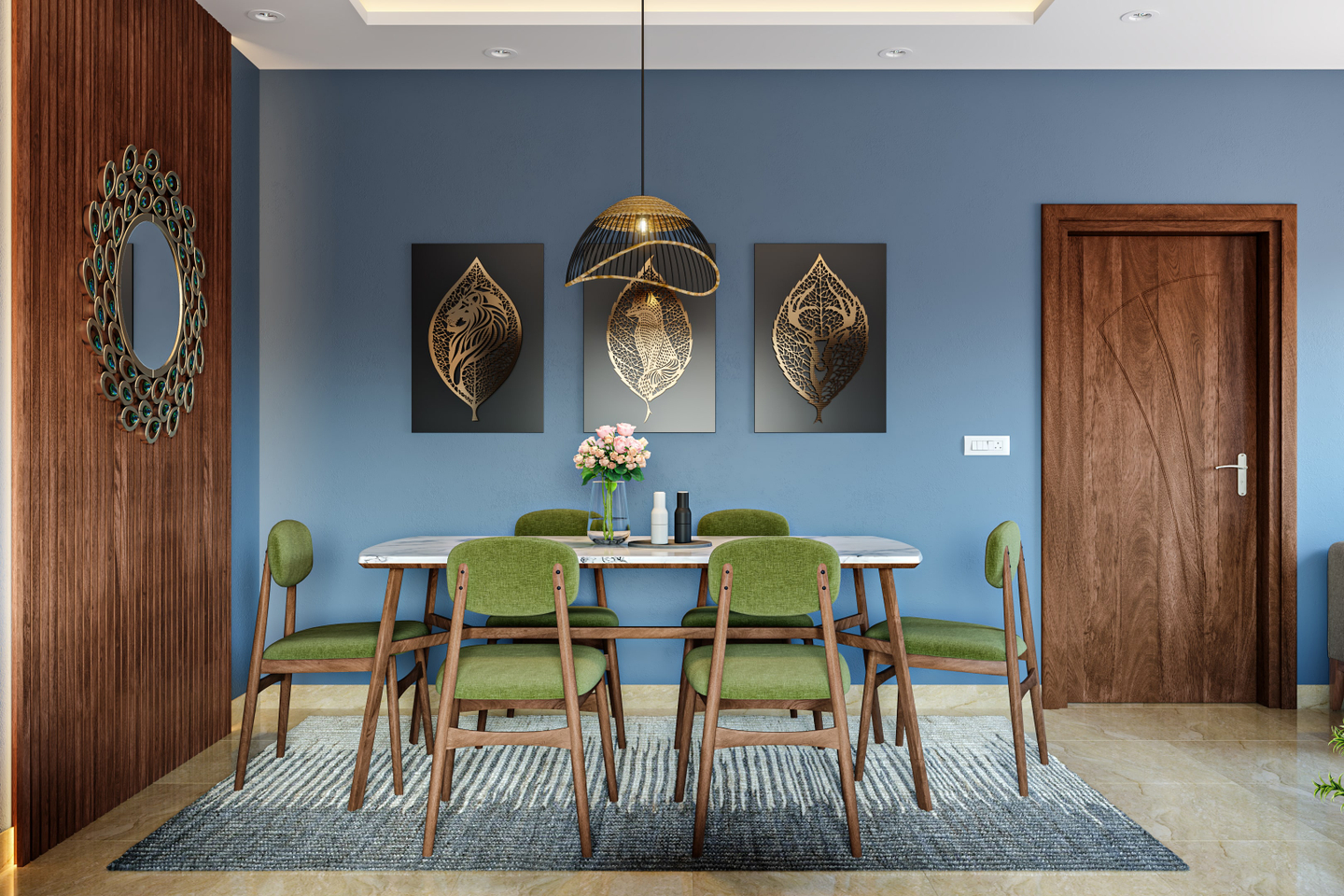 Spacious Dining Hall Design With An Earthy Palette | Livspace