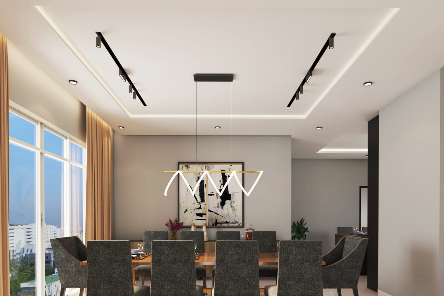 Peripheral False Ceiling Design With A Rectangular Layout | Livspace