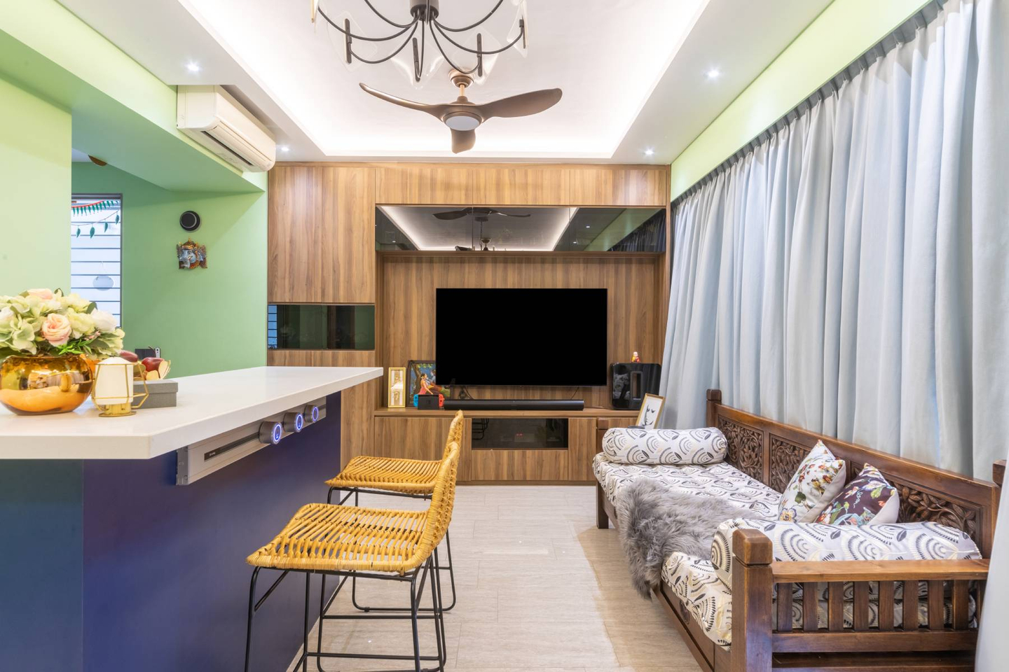 Floor-Mounted TV Cabinet With A Wooden Finish | Livspace