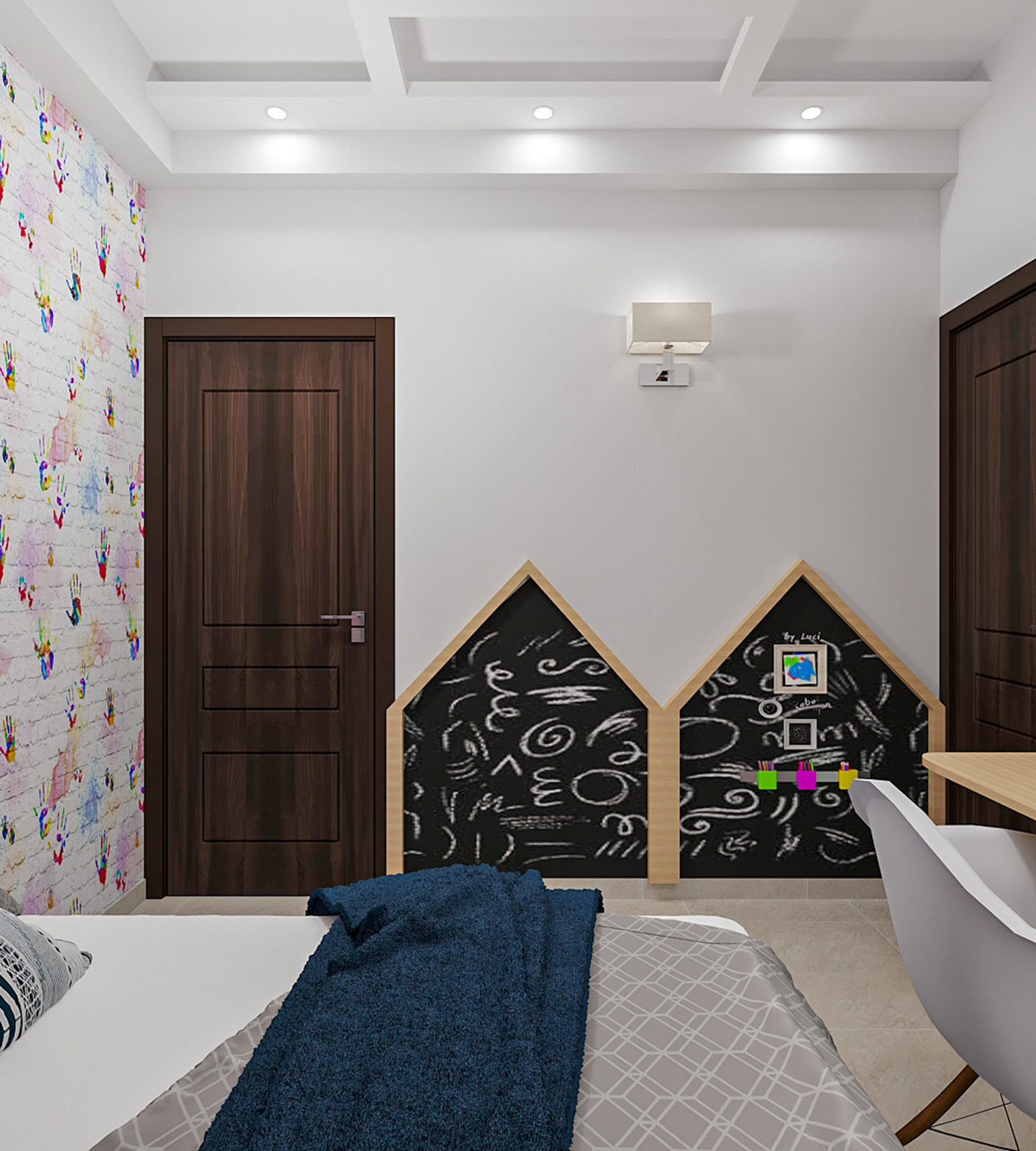 Multi-toned Compact Kids’ Bedroom | Livspace