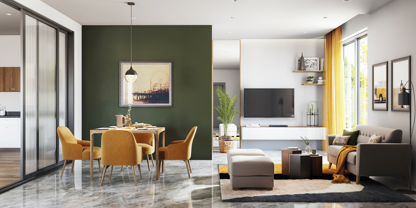 Spacious And Contemporary Living Room With A Multi-Functional Setup ...