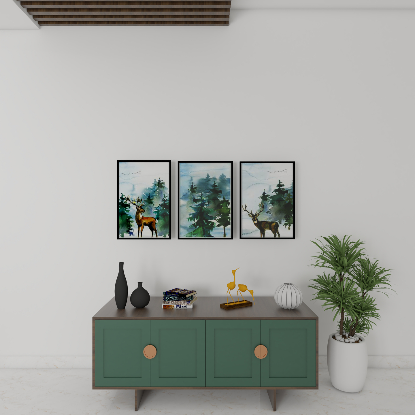 Elegant Green And White Modern Styled Foyer Design | Livspace