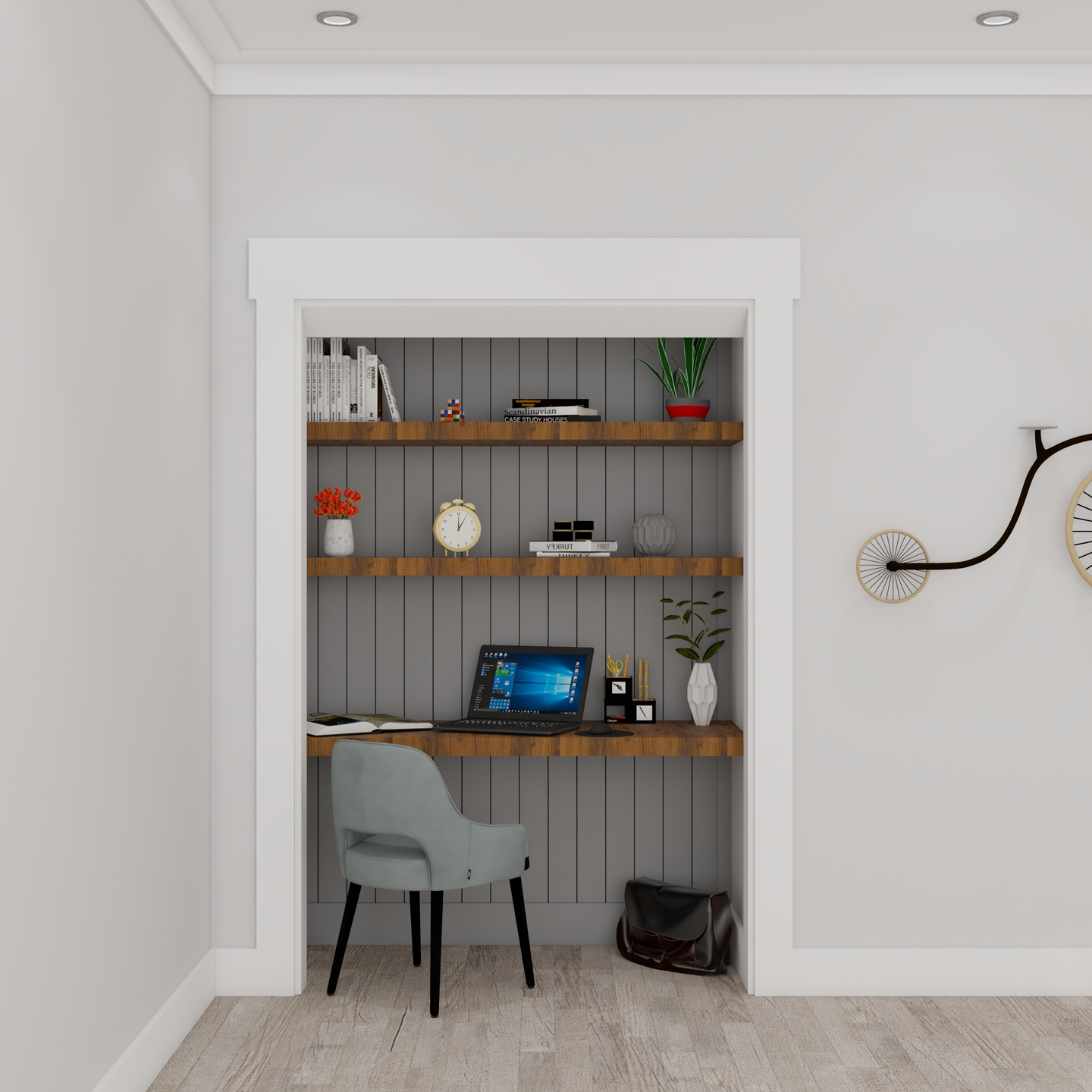 Convenient Classic Style Compact Sized Home Office Design | Livspace