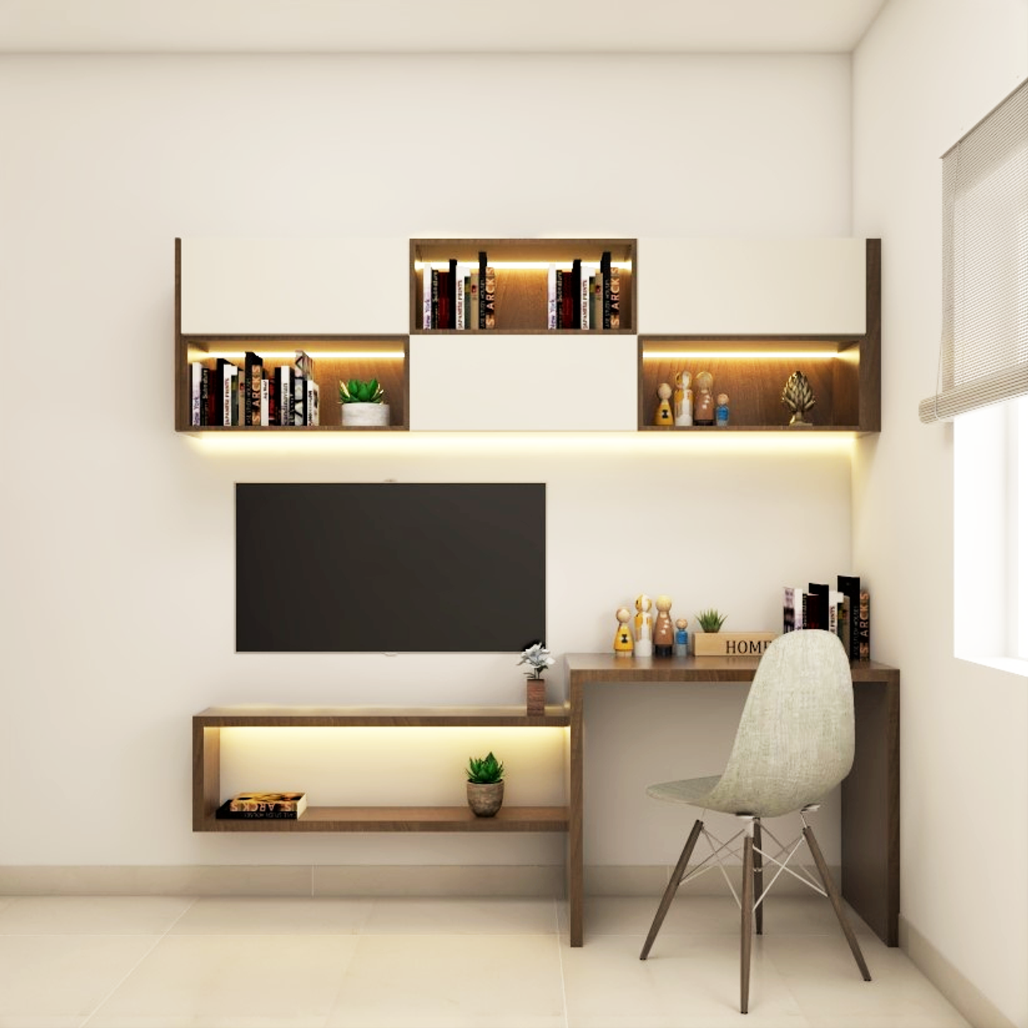 Modern Subtle Toned Home Office Design With Ample Natural Lights | Livspace